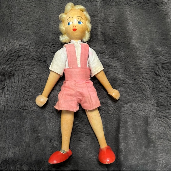 Handmade | Toys | Vintage Joli Wooden Polish Peg Doll Handmade In ...